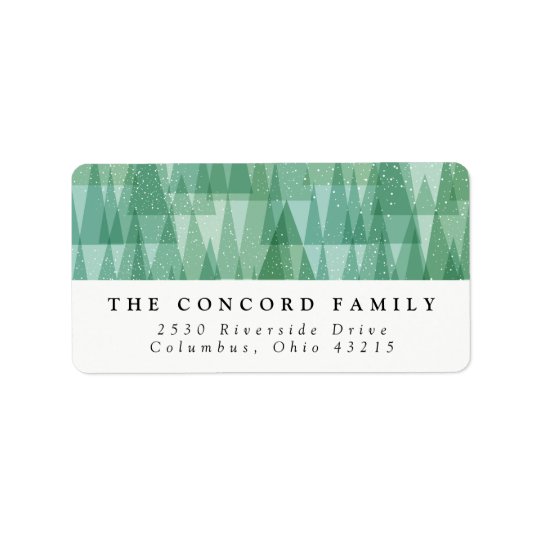 Modern green trees holiday return address label | Zazzle.com