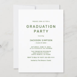 Modern Green Typography Photo Graduation Invitation | Zazzle
