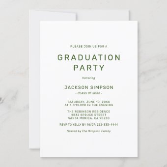 Modern Green Typography Photo Graduation Invitation | Zazzle