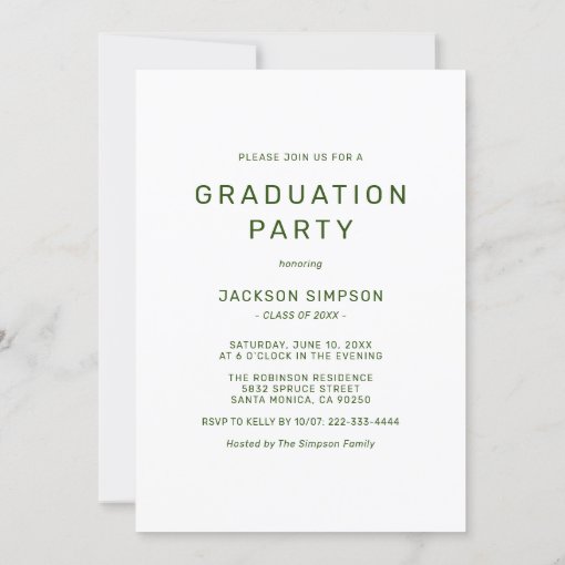 Modern Green Typography Photo Graduation Invitation | Zazzle
