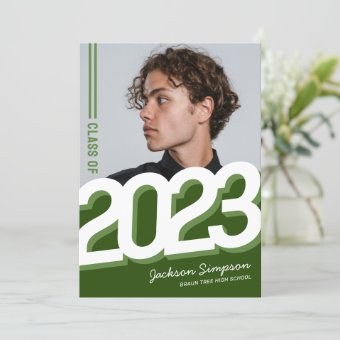 Modern Green Typography Photo Graduation Invitation | Zazzle