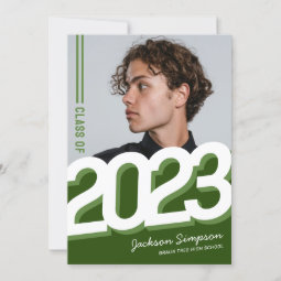 Modern Green Typography Photo Graduation Invitation | Zazzle
