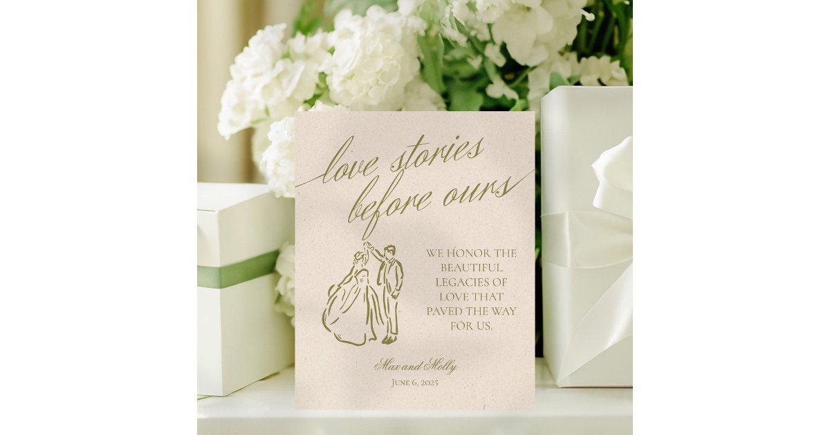 Modern Green Wedding Family Generation Heritage Pedestal Sign | Zazzle