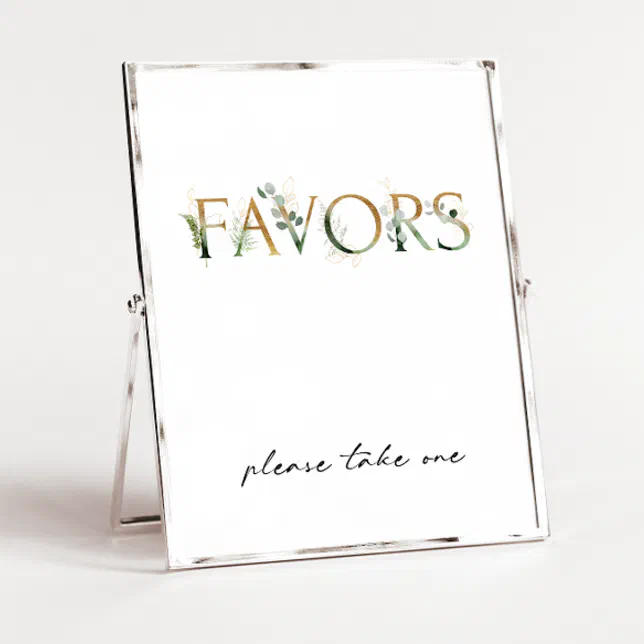 Modern Greenery and Gold Baby Shower Favors Sign | Zazzle