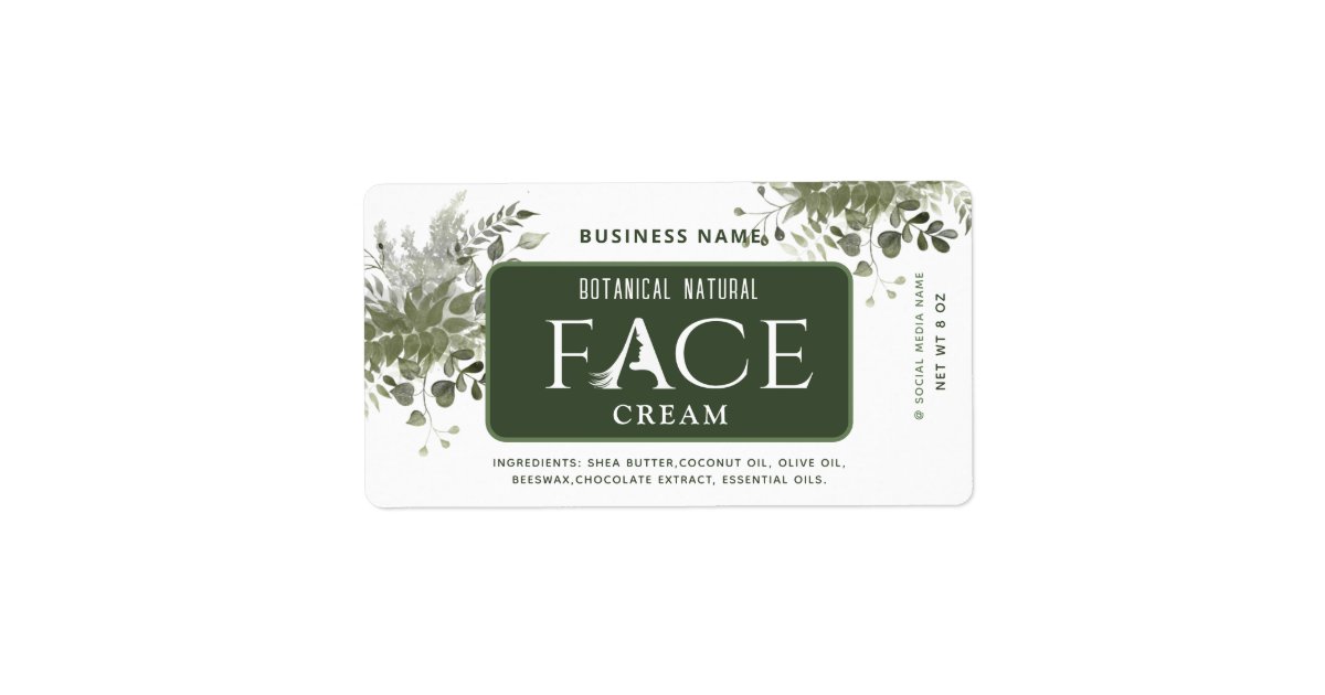 Modern greenery botanical elegant face cream label | Zazzle