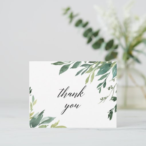 Modern Greenery Botanical Foliage Thank You Postcard | Zazzle