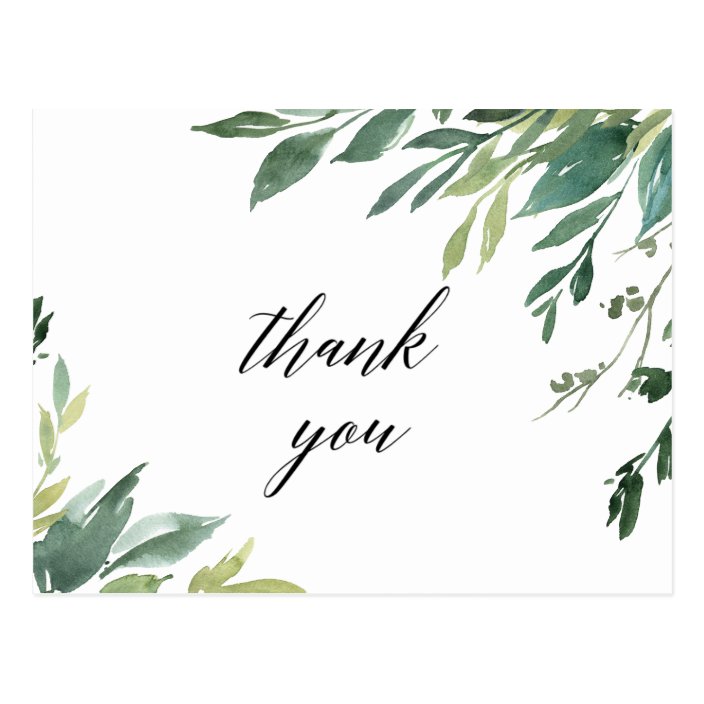 Modern Greenery Botanical Foliage Thank You Postcard | Zazzle.com