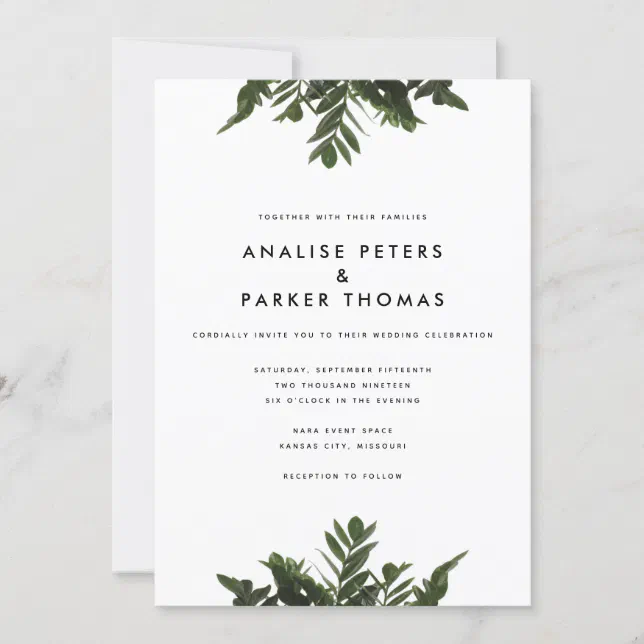 Modern Greenery Botanical Wedding Invitation | Zazzle