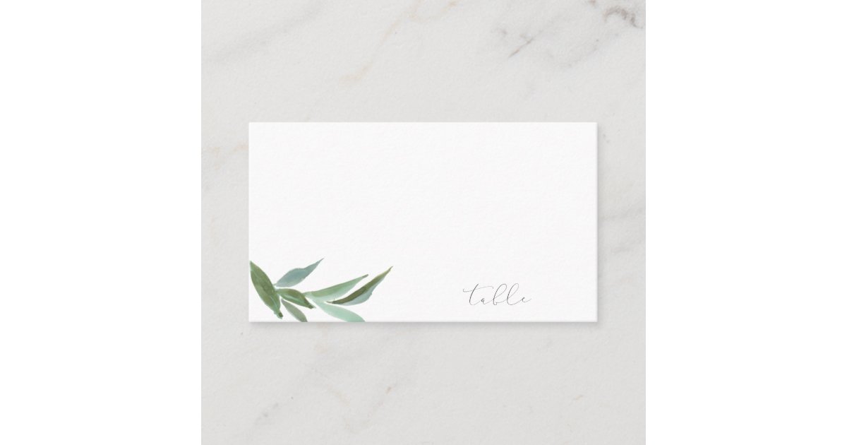 Modern Greenery Flat Place Card | Zazzle