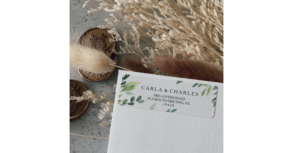 Modern Greenery foliage Return Address Label | Zazzle