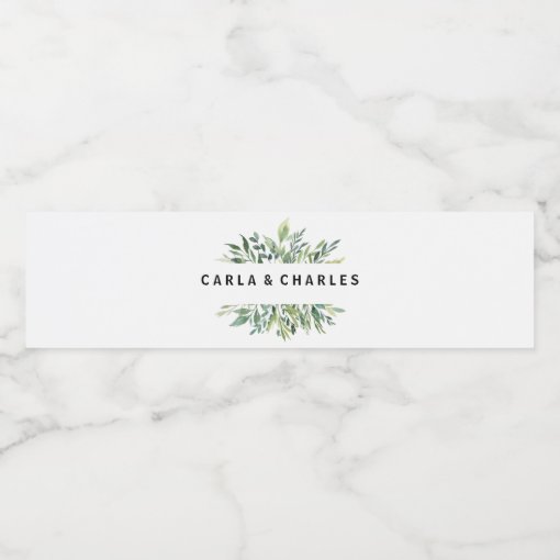 Modern Greenery Foliage Water Bottle Label | Zazzle