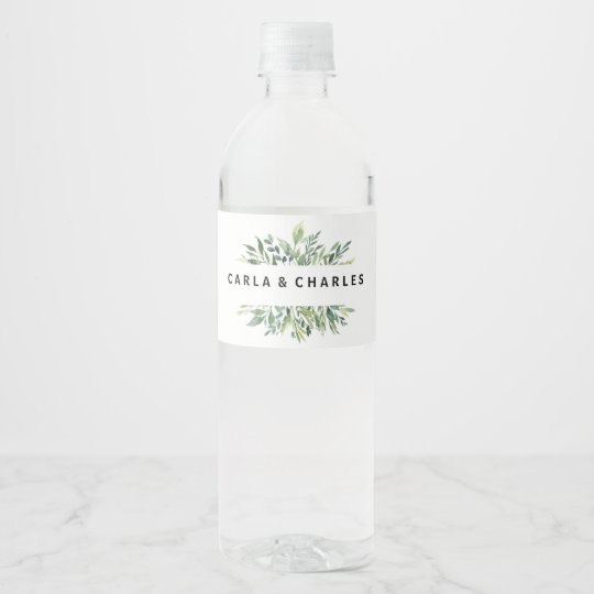 Modern Greenery Foliage Water Bottle Label | Zazzle.com