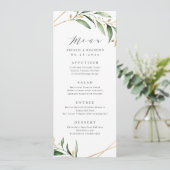 Modern Greenery Gold Geometric Rustic Wedding Menu | Zazzle