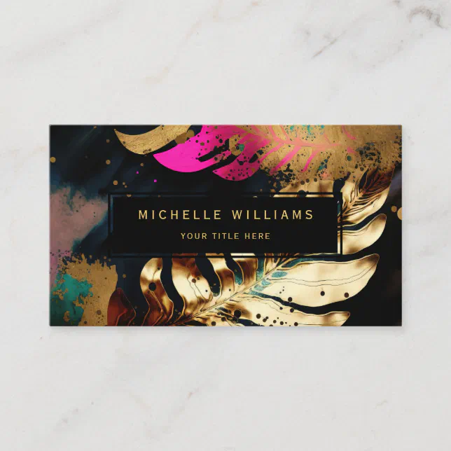 Modern Greenery Gold Leaf Business Card | Zazzle