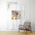 Modern Greenery Photo Funeral Memorial Service Tapestry | Zazzle
