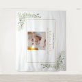 Modern Greenery Photo Funeral Memorial Service Tapestry | Zazzle