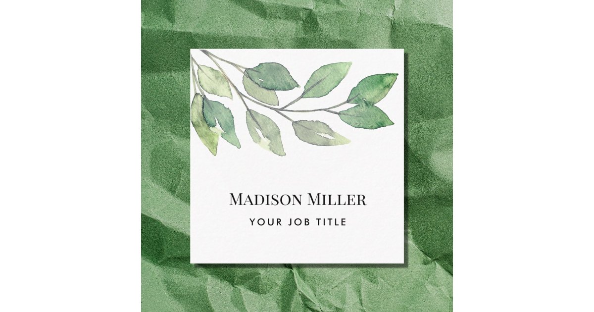 Modern Greenery Square Business Card | Zazzle