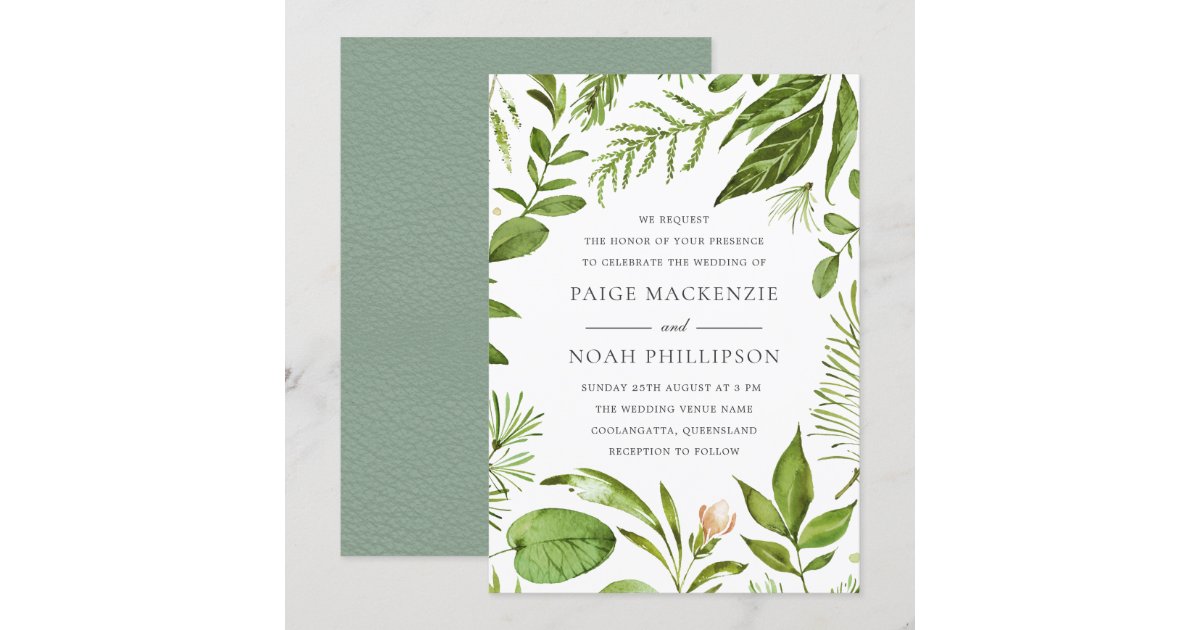 Modern Greenery Summer Spring Wedding Invite | Zazzle