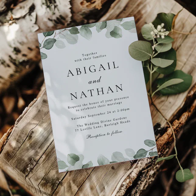 Modern Greenery Wedding Invitation | Zazzle