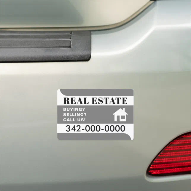 Modern grey and white house real estate car magnet | Zazzle