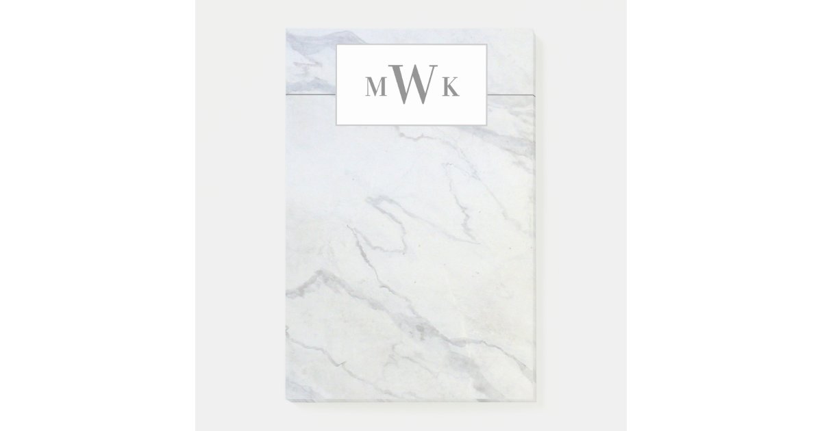 Modern Grey and White Marble Post-it Notes | Zazzle
