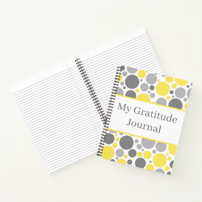 Modern Grey and Yellow Bubbles Gratitude Journal | Zazzle
