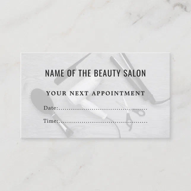 Modern Grey Black Hair Salon Appointment Card | Zazzle