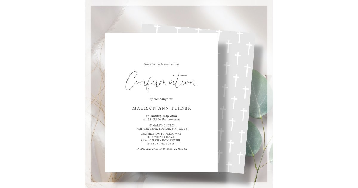 Modern Grey | Confirmation Budget Invitation | Zazzle
