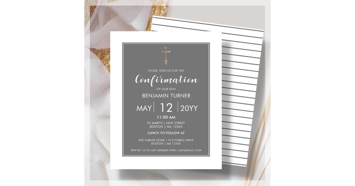 Modern Grey | Confirmation Budget Invitation | Zazzle