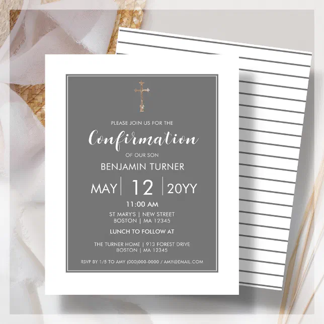 Modern Grey | Confirmation Budget Invitation | Zazzle