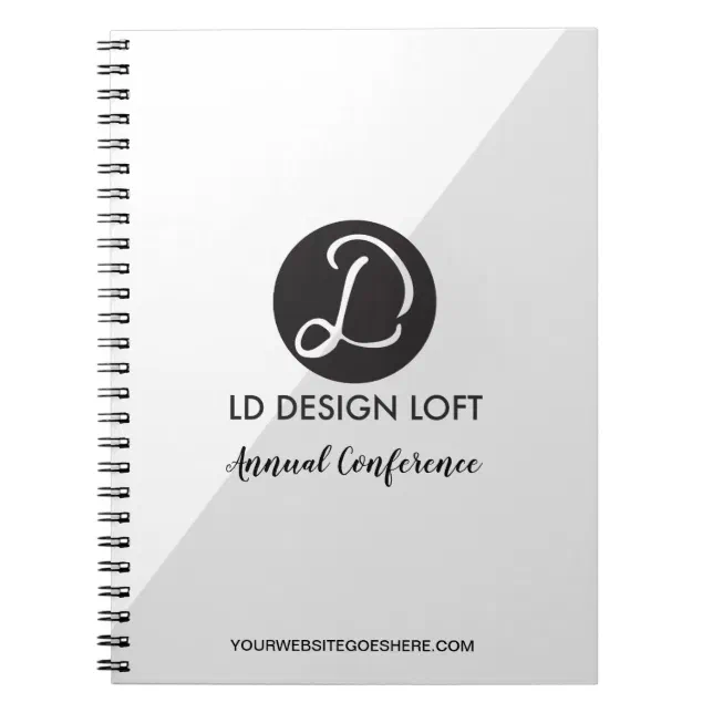 Modern Grey Diagonal Custom logo Conference Notebook | Zazzle