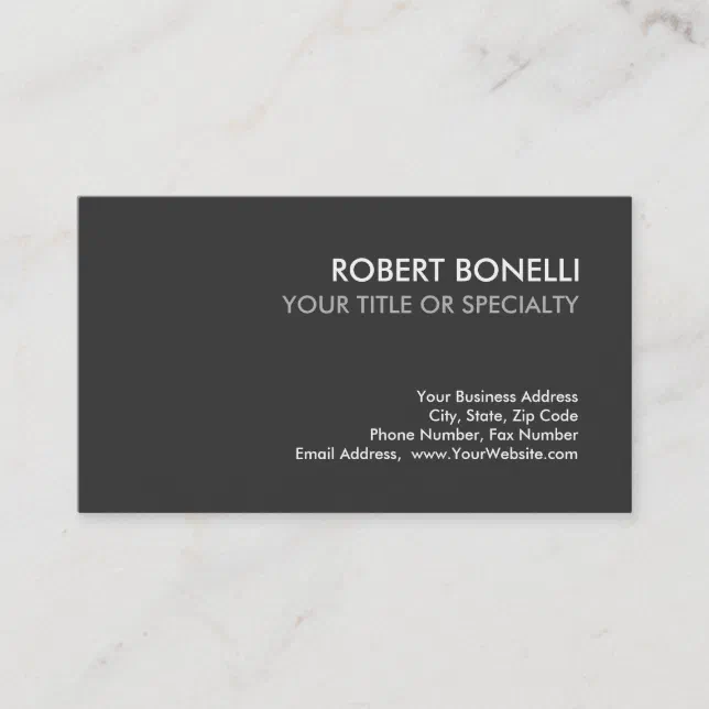 Modern Grey Elegant Plain Standard Business Card | Zazzle