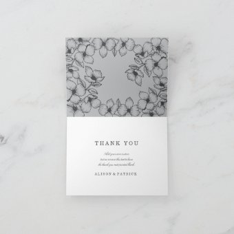 Modern Grey Floral Thank You Cards | Zazzle
