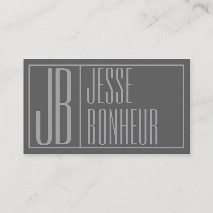 Modern Grey Initials & Name Logo Business Card | Zazzle