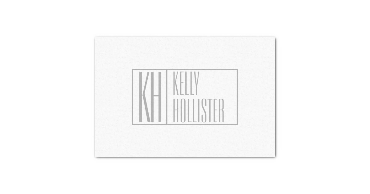 Modern Grey Initials & Name Logo Tissue Paper | Zazzle