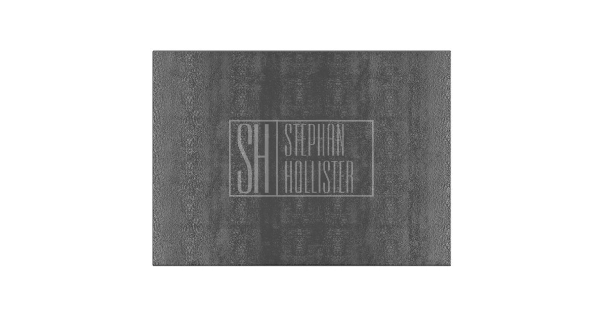 Modern, Grey on Dark Grey, Initials & Name Logo Cutting Board | Zazzle