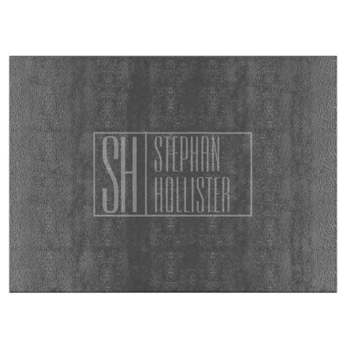 Modern, Grey on Dark Grey, Initials & Name Logo Cutting Board | Zazzle.com