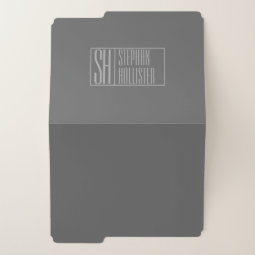 Modern, Grey on Dark Grey, Initials & Name Logo File Folder | Zazzle