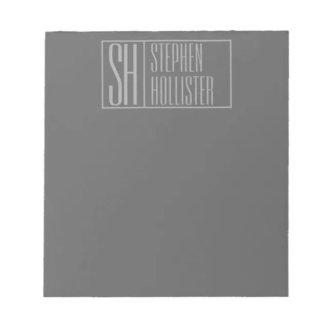 Modern, Grey on Dark Grey, Initials & Name Logo Notepad | Zazzle
