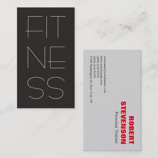 Modern Grey Professional Fitness Minimalist Business Card | Zazzle