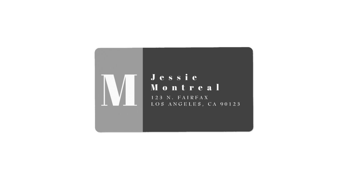 Modern Greys Color Block Return Address Label | Zazzle
