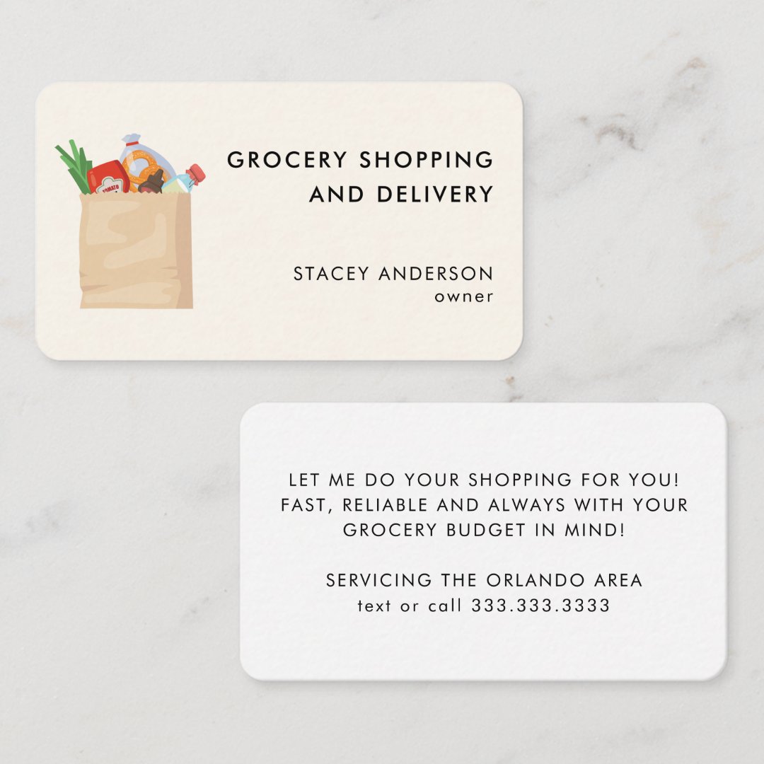 Modern Grocery Shopping Delivery Errands Help Business Card | Zazzle