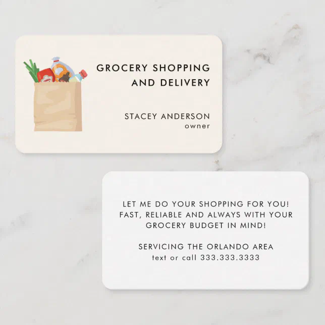 Modern Grocery Shopping Delivery Errands Help Business Card | Zazzle