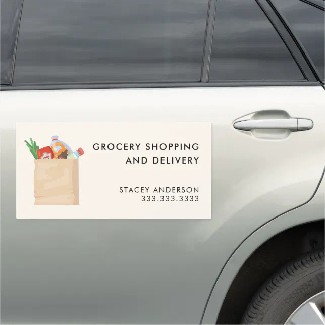 Modern Grocery Shopping Delivery Errands Help Car Magnet | Zazzle