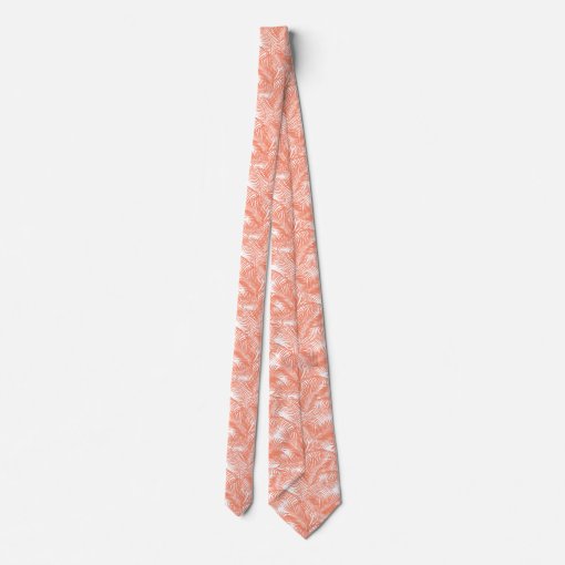 Modern guava coral gold tropical palm tree tie | Zazzle