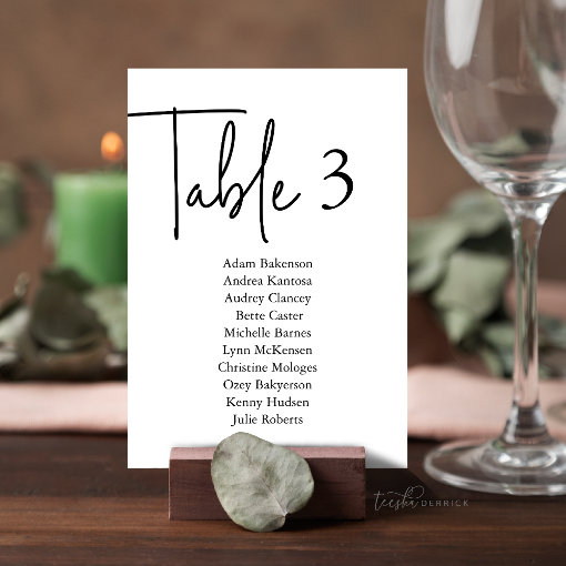 Modern Guest Seating Chart Table N, Wedding Dinner Table Number | Zazzle