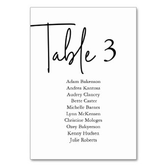 Modern Guest Seating Chart Table N, Wedding Dinner Table Number | Zazzle