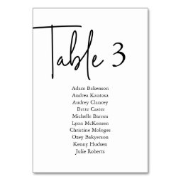 Modern Guest Seating Chart Table N, Wedding Dinner Table Number | Zazzle