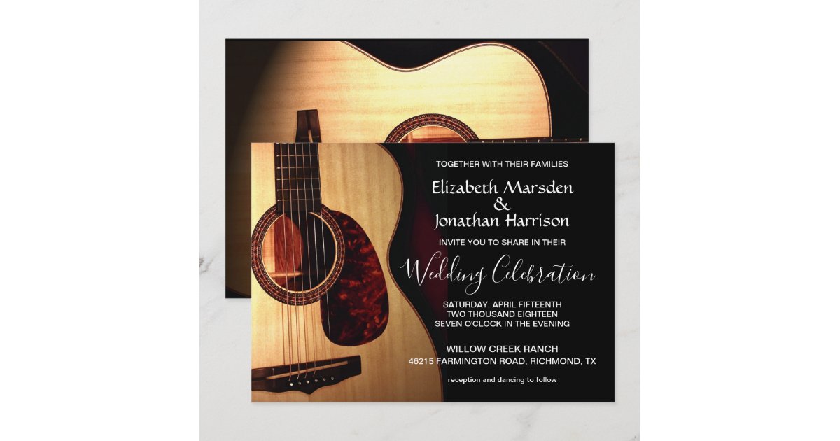 Modern Guitar Musical Hand Lettered Wedding Invitation | Zazzle