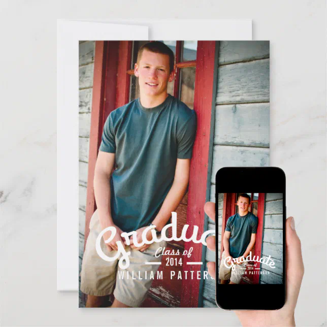 Modern Guy Photo Graduation Party Invitation | Zazzle